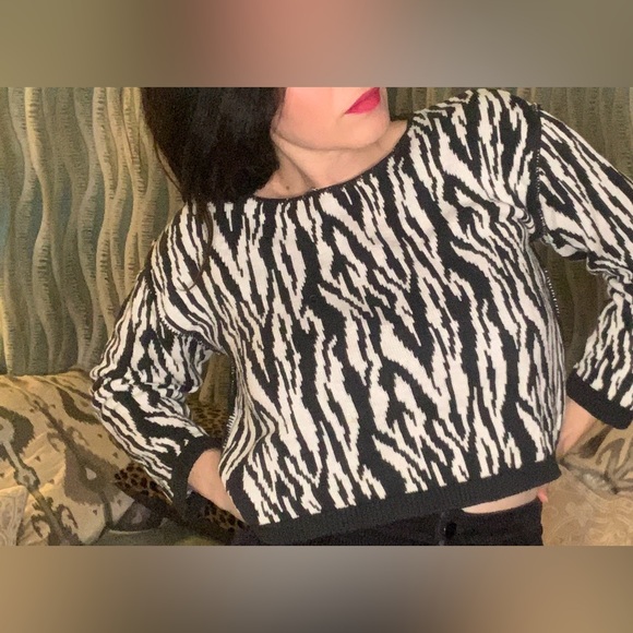 Garfinckel’s | Sweaters | Vintage Zebra Print Knit Sweater | Poshmark